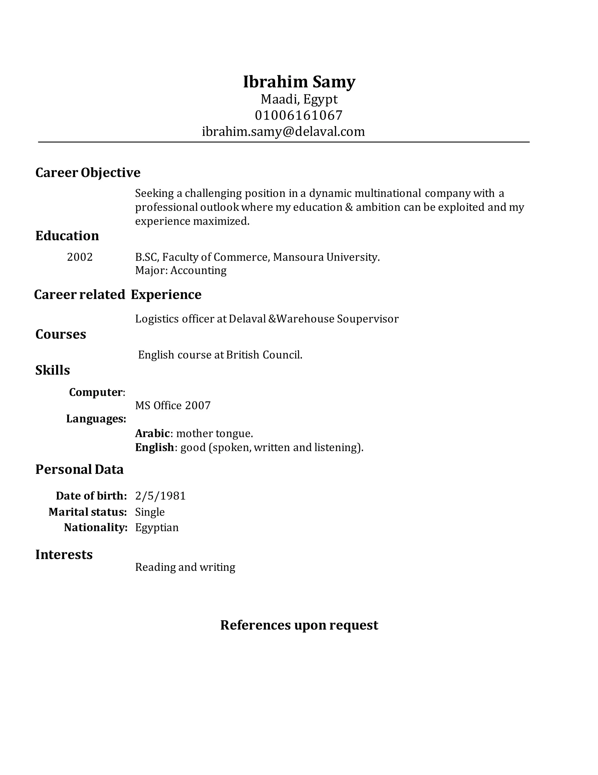 Ibrahim Samy C.V | DOCX