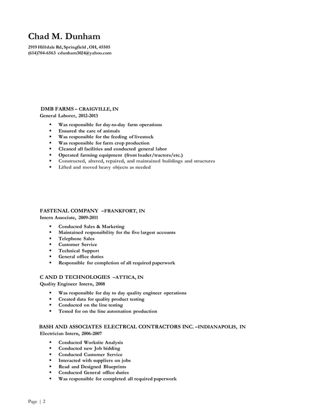 Dunham Resume 1 (2) | PDF