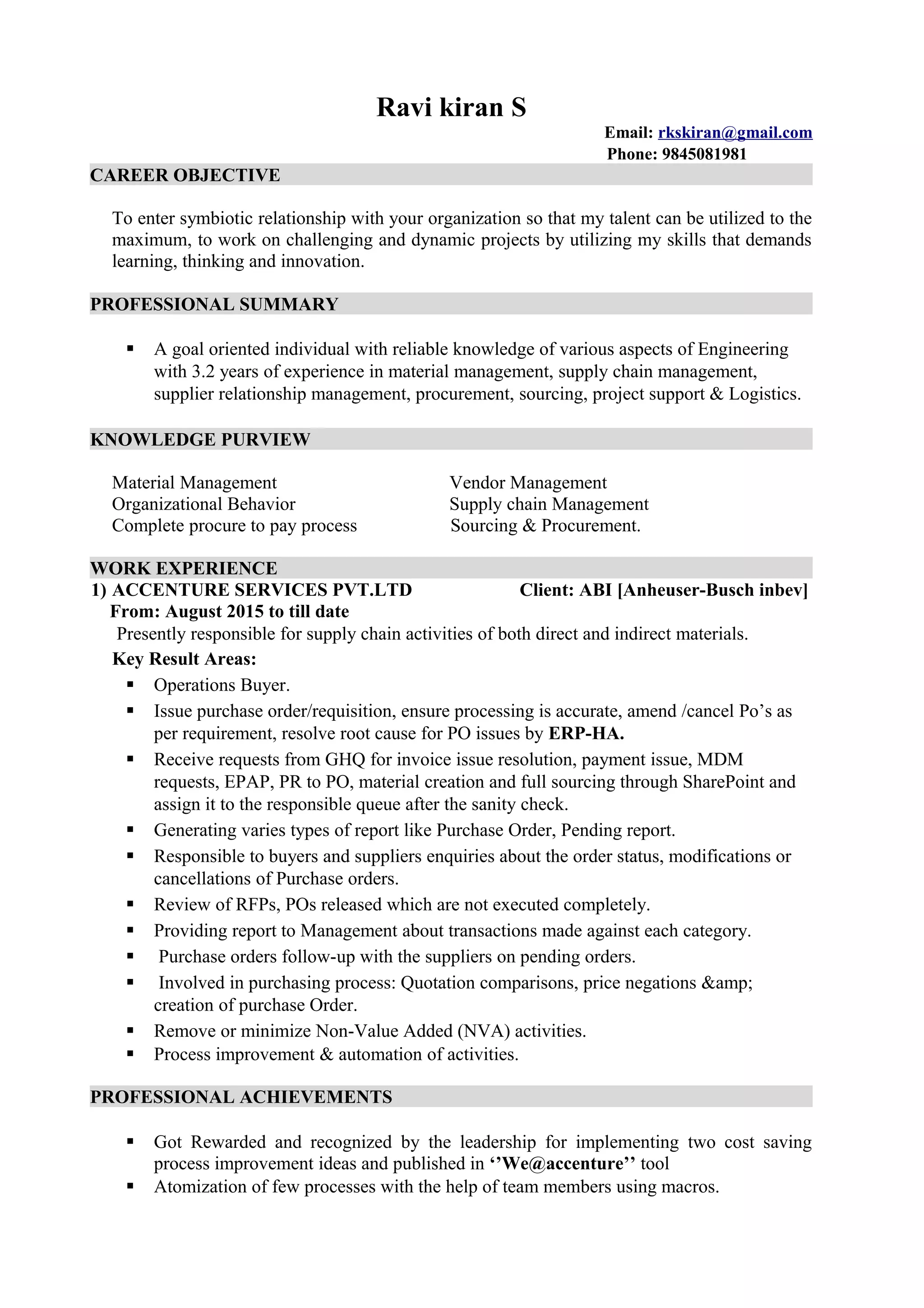 ravikiran sajja Resume | DOC