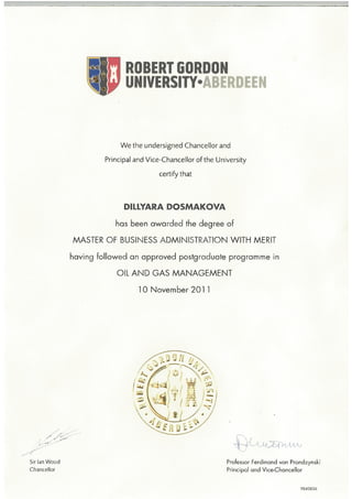 RGU_MBA Degree Diploma | PDF