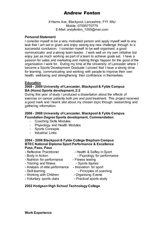 Andrew Fenton CV | PDF