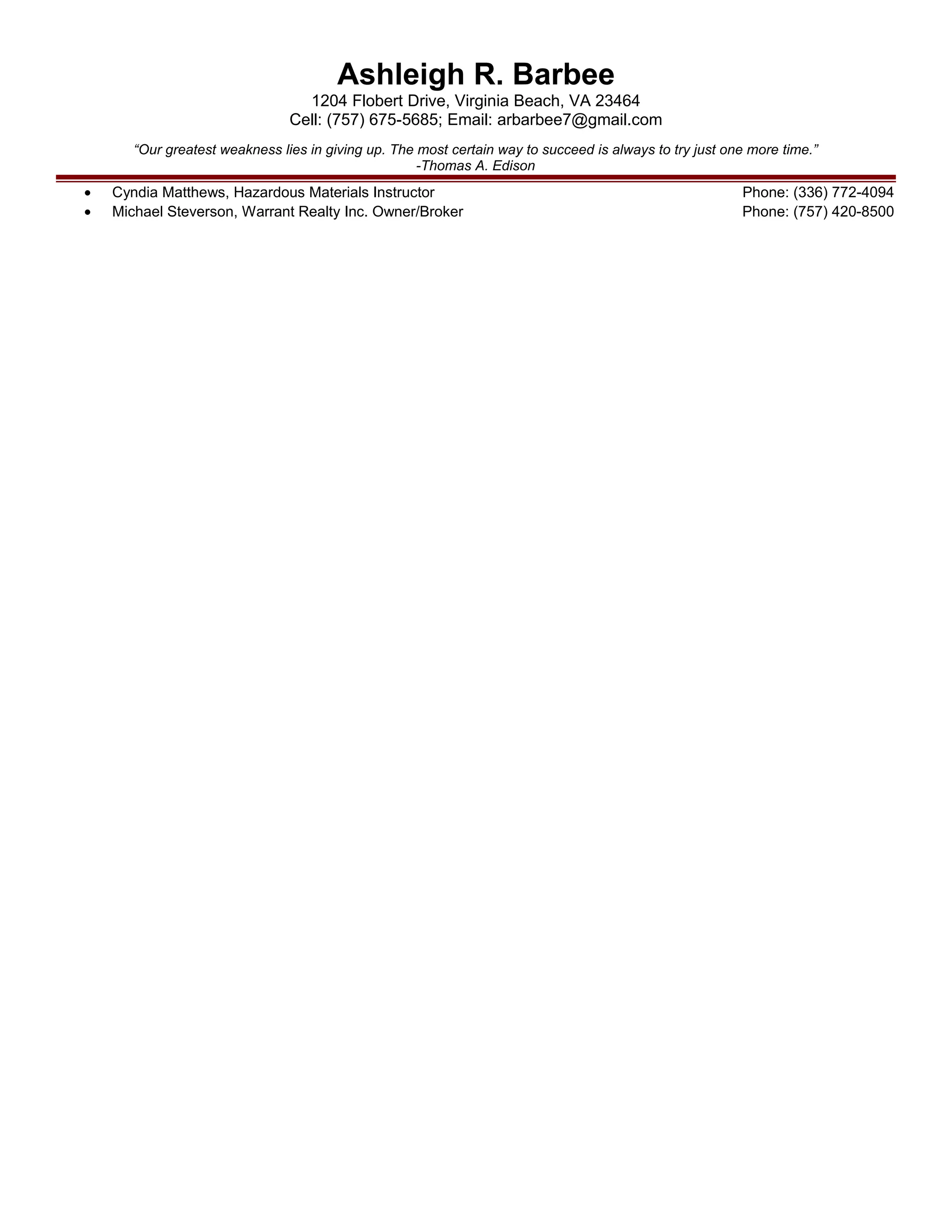 Ashleigh Barbee Resume IN PROGRESS | DOC