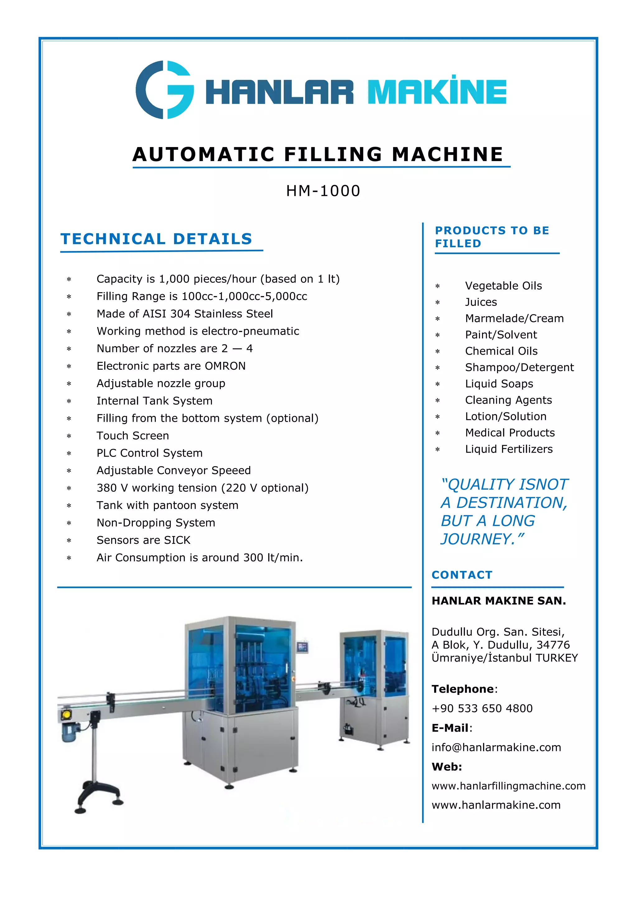 HM-1000 - Automatic Filling Machine | PDF