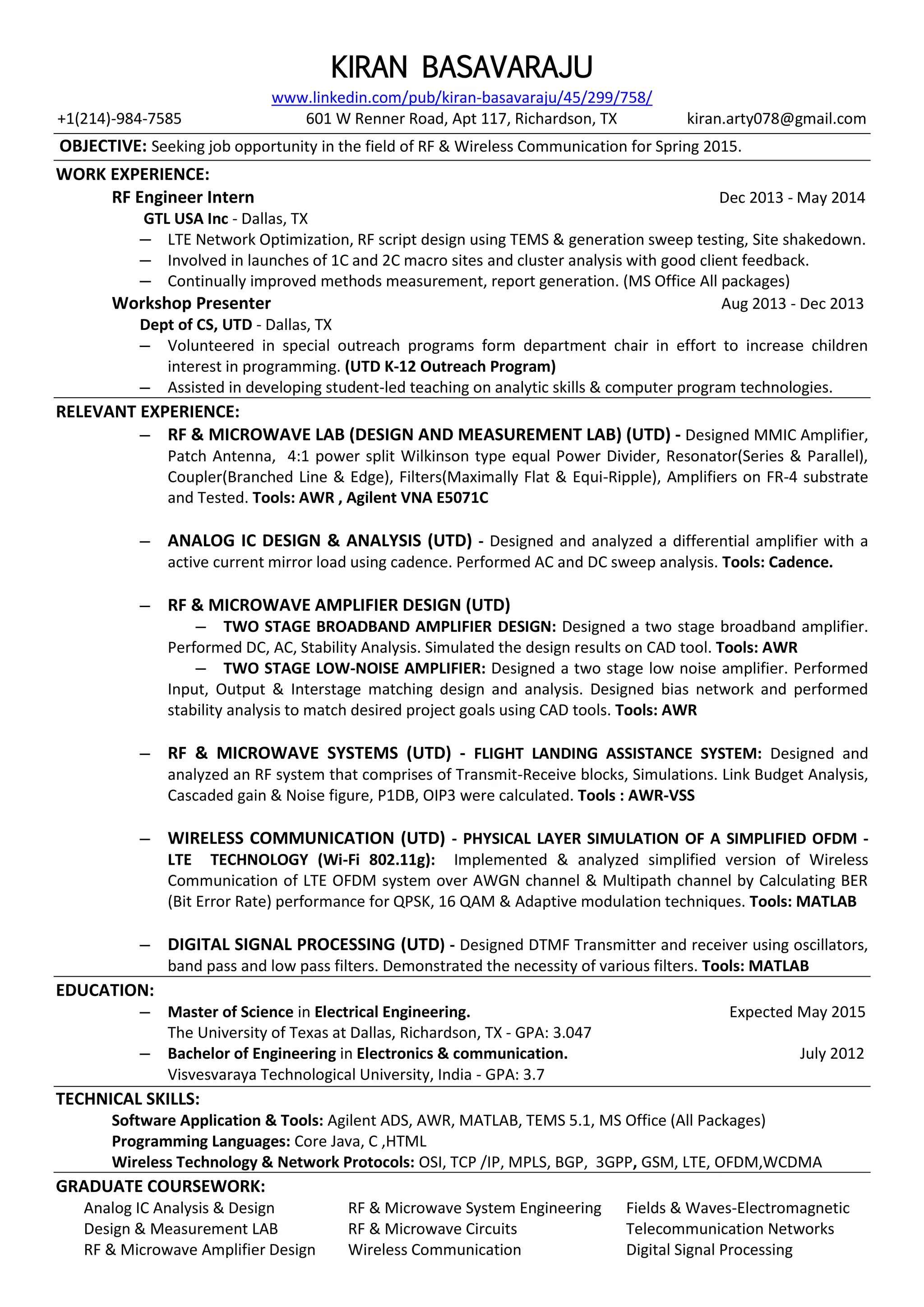 Kiran Kumar Basavaraju_resume_TI_FT | PDF