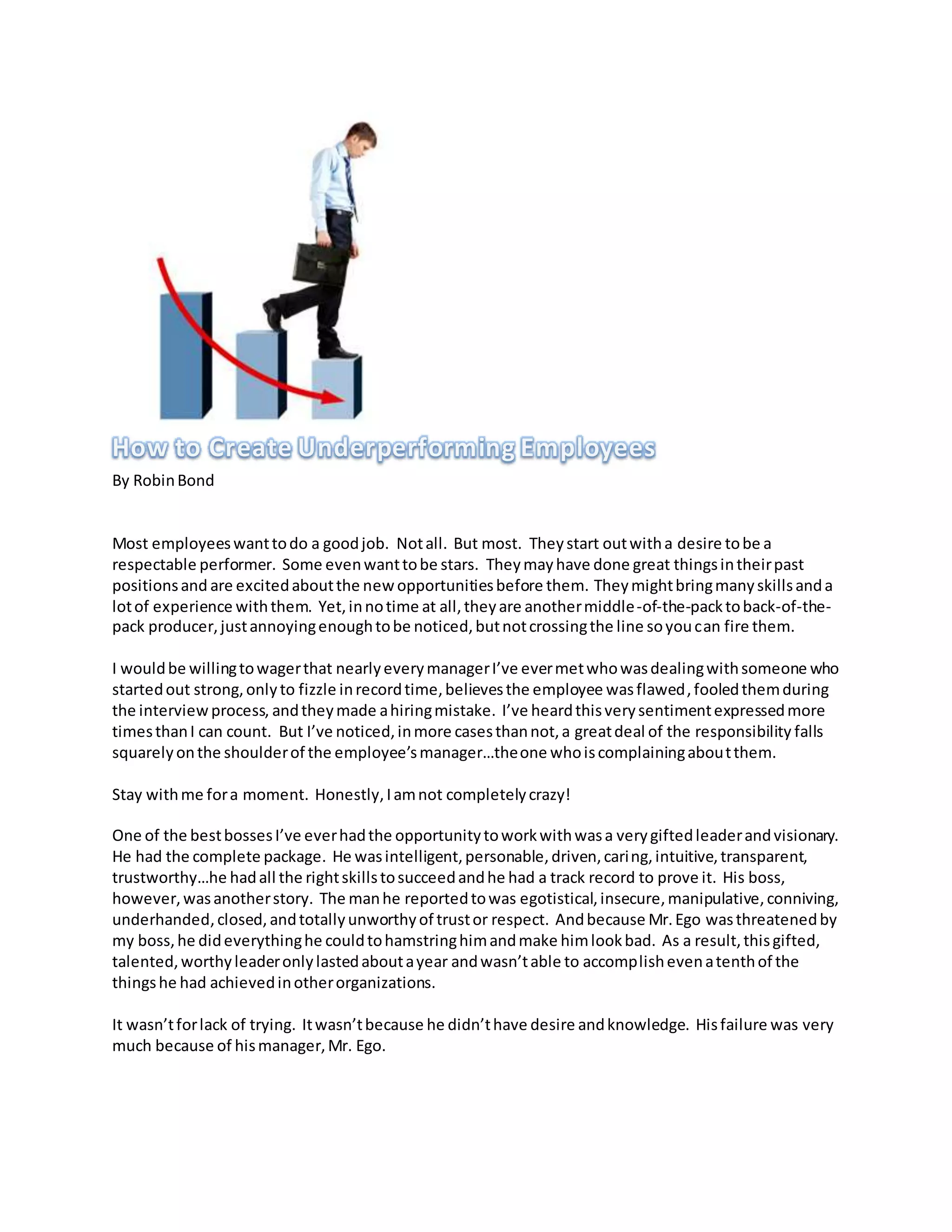 How to Create an Underperforming Employee | DOCX