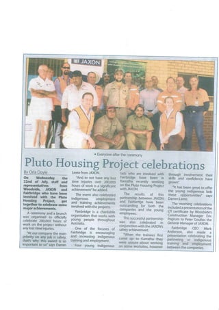 090925 Article re 200,000 Hours LTI free and Fairbridge | PDF