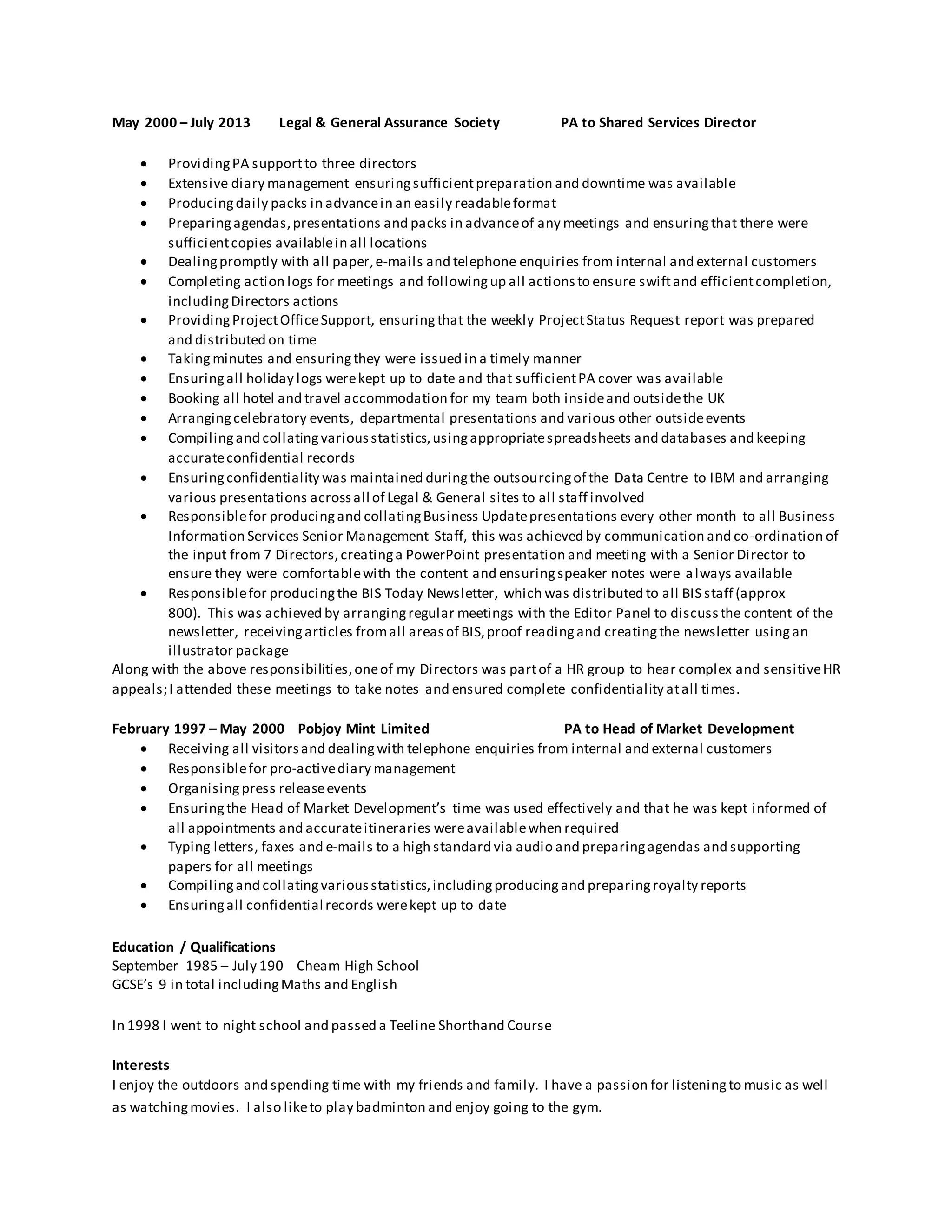 CV for Lisa Welling (July 2015) | DOCX