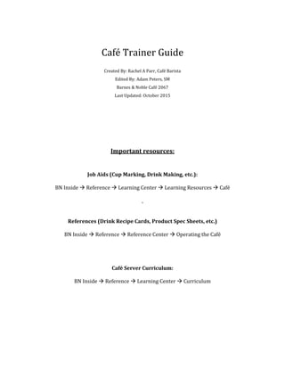 2067_CafeTrainerGuide | PDF | Food & Drink