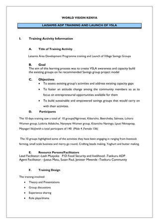 LAISAMIS VSLA REPORT | PDF