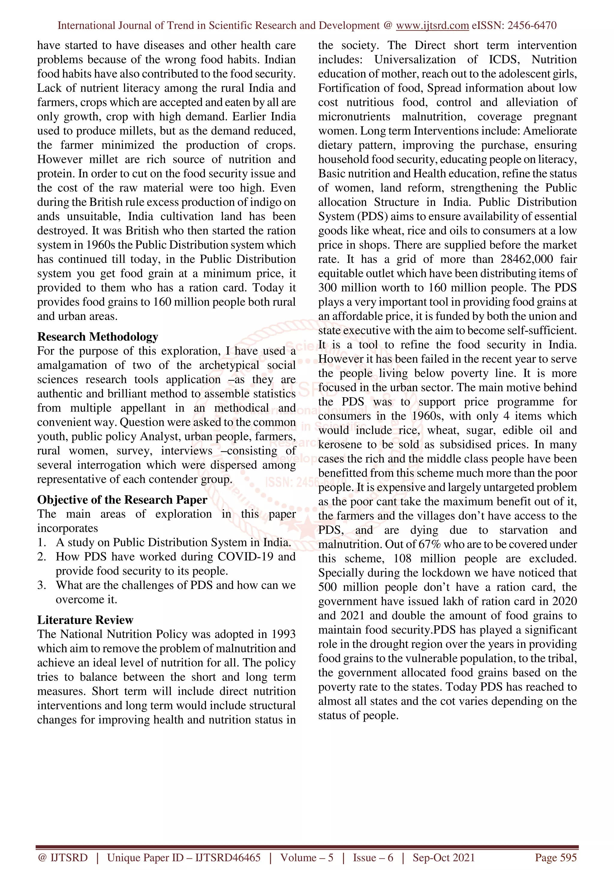 Public Distribution System An Important Component for the Poor and ...