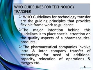 WHO GUIDELINES FOR TECH.TRANSFER SIDHANTA SAHU. | PPTX