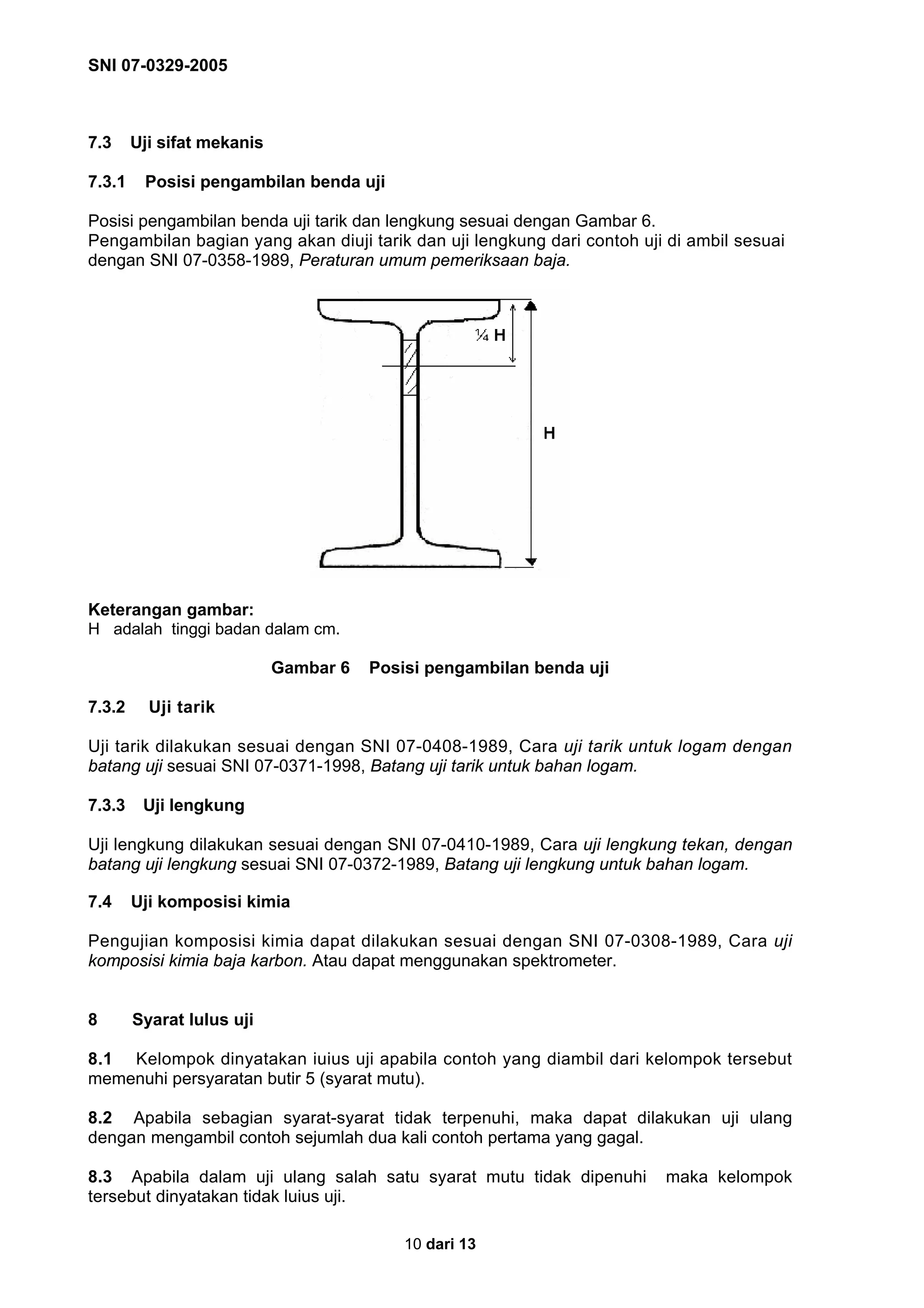 7.sni 07 0329-2005 baja profil i-beam proses canai panas | PDF