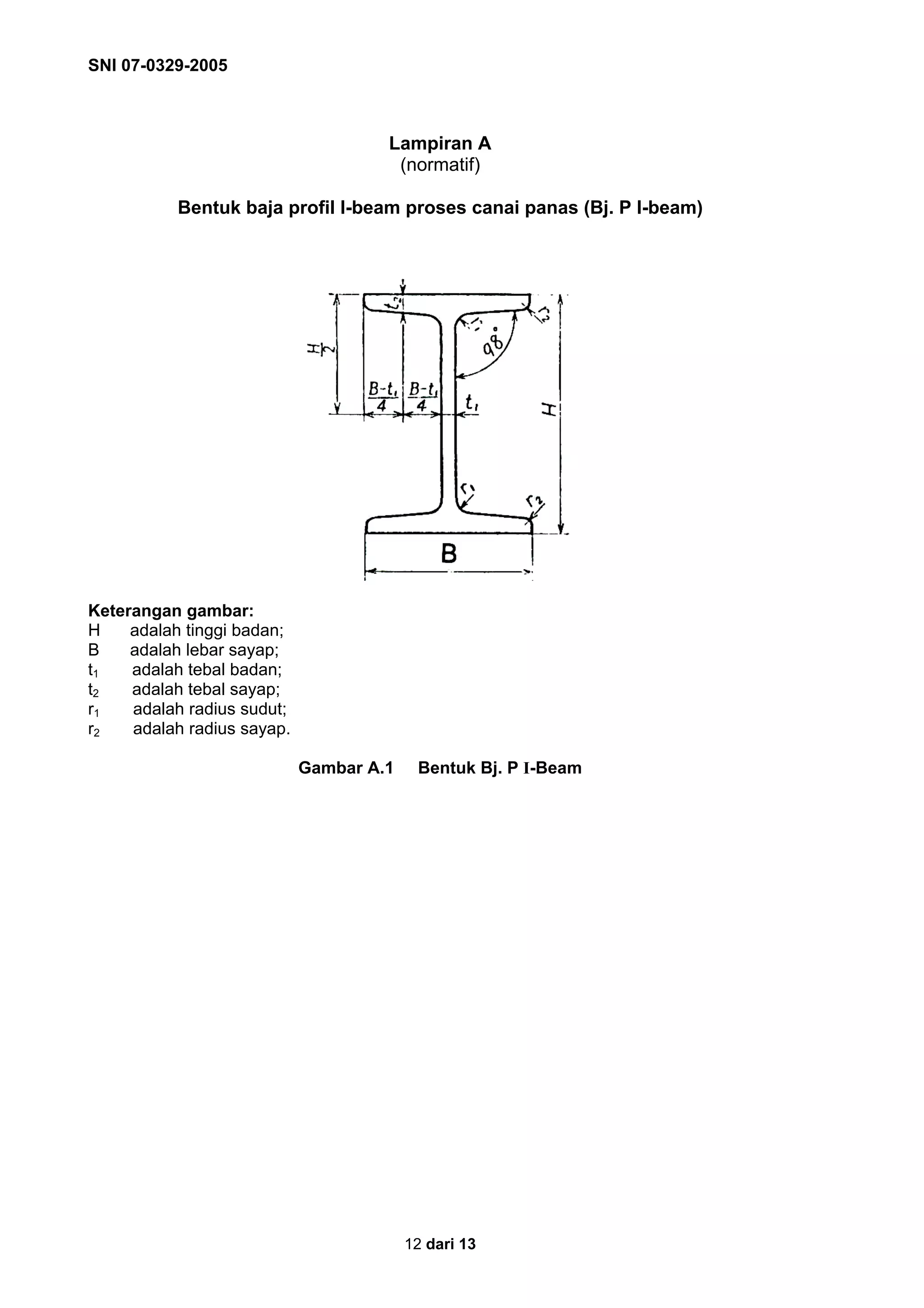 7.sni 07 0329-2005 baja profil i-beam proses canai panas | PDF