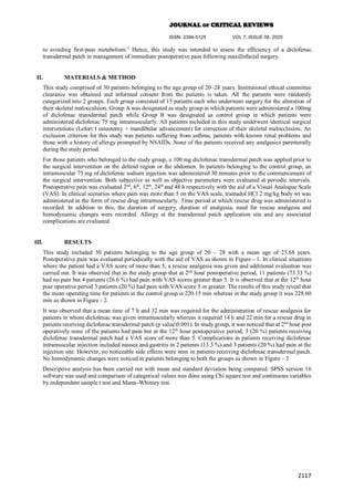 EFFICACY OF TRANSDERMAL PATCHES IN THE MANAGEMENT OF POSTOPERATIVE PAIN ...