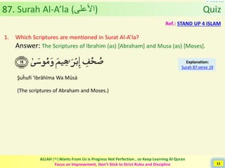 Al Quran (Chapter 87): Surah Al-A'la [The Most High] | PDF