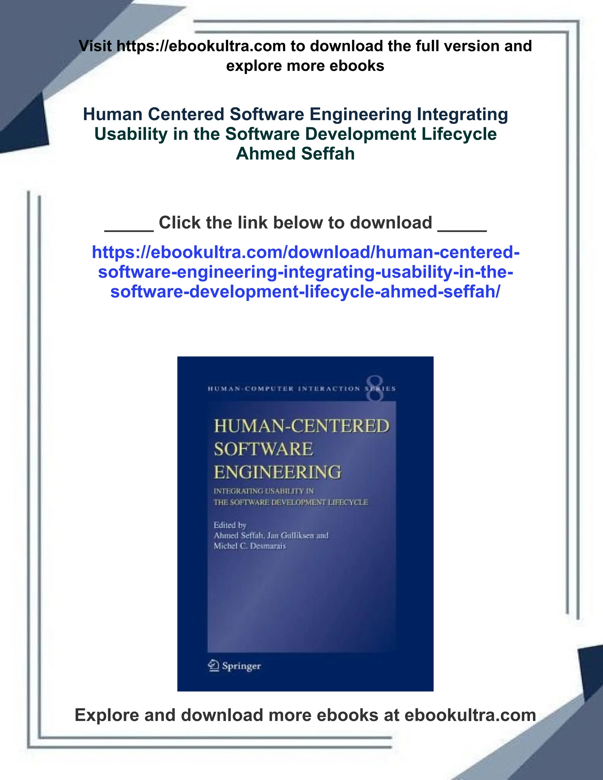 Human Centered Software Engineering Integrating Usability in the Software Development Lifecycle ...