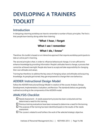IPM NDTHRD-Developing a Trainers Toolkit | DOCX | Educational ...