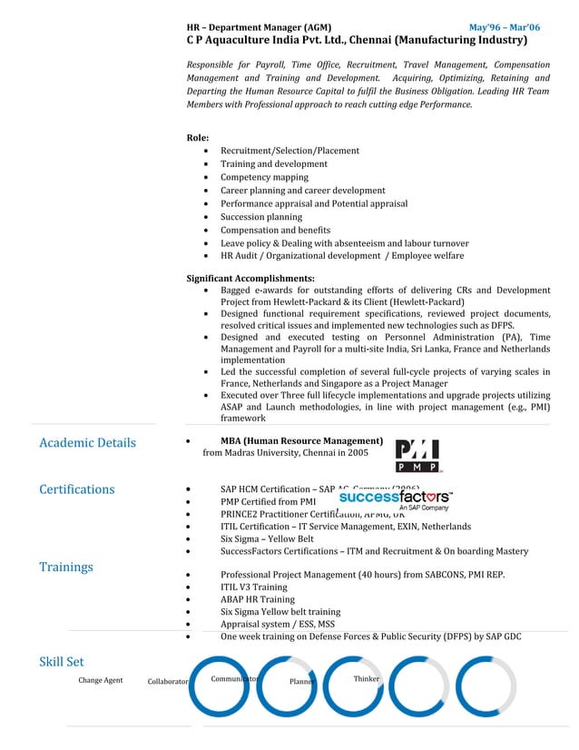 HR_SAP SUCCESSFACTORS_PROJECT MANAGER | PDF