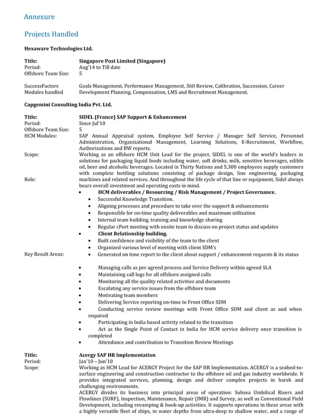 HR_SAP SUCCESSFACTORS_PROJECT MANAGER | PDF