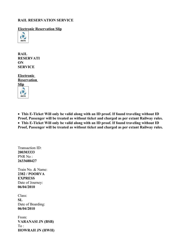 varanasi to hwh | PDF