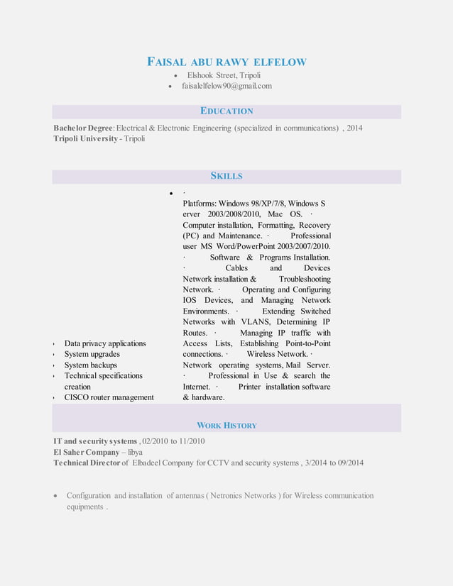 MY CV | DOCX | Computer Networking | Computing
