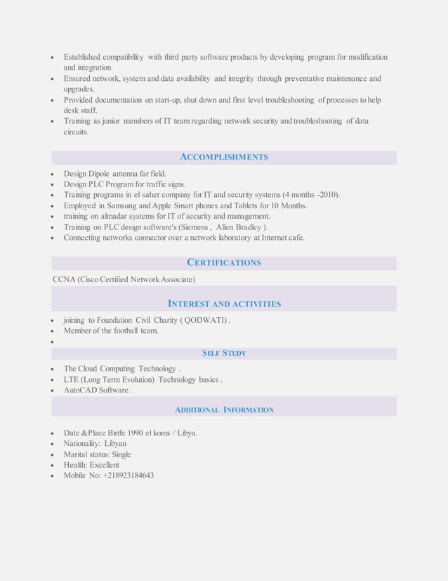 MY CV | DOCX | Computer Networking | Computing