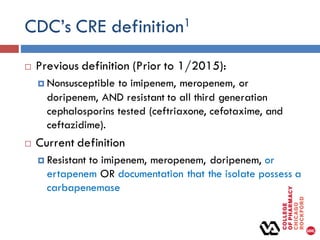Carbapenem-resistant Enterobacteriaceae ppt 8.18.16.NOWICKI | PDF