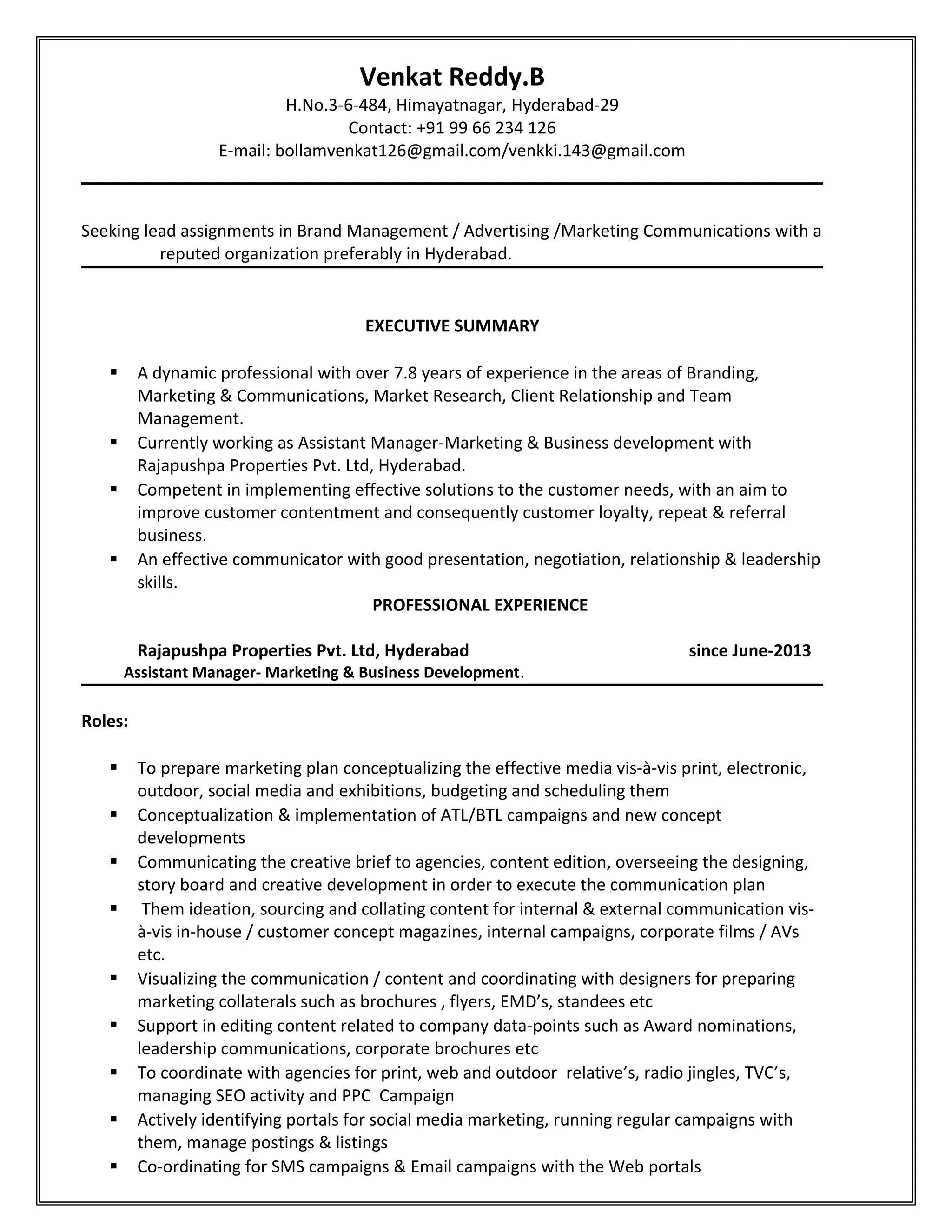 Revised venkat CV | PDF