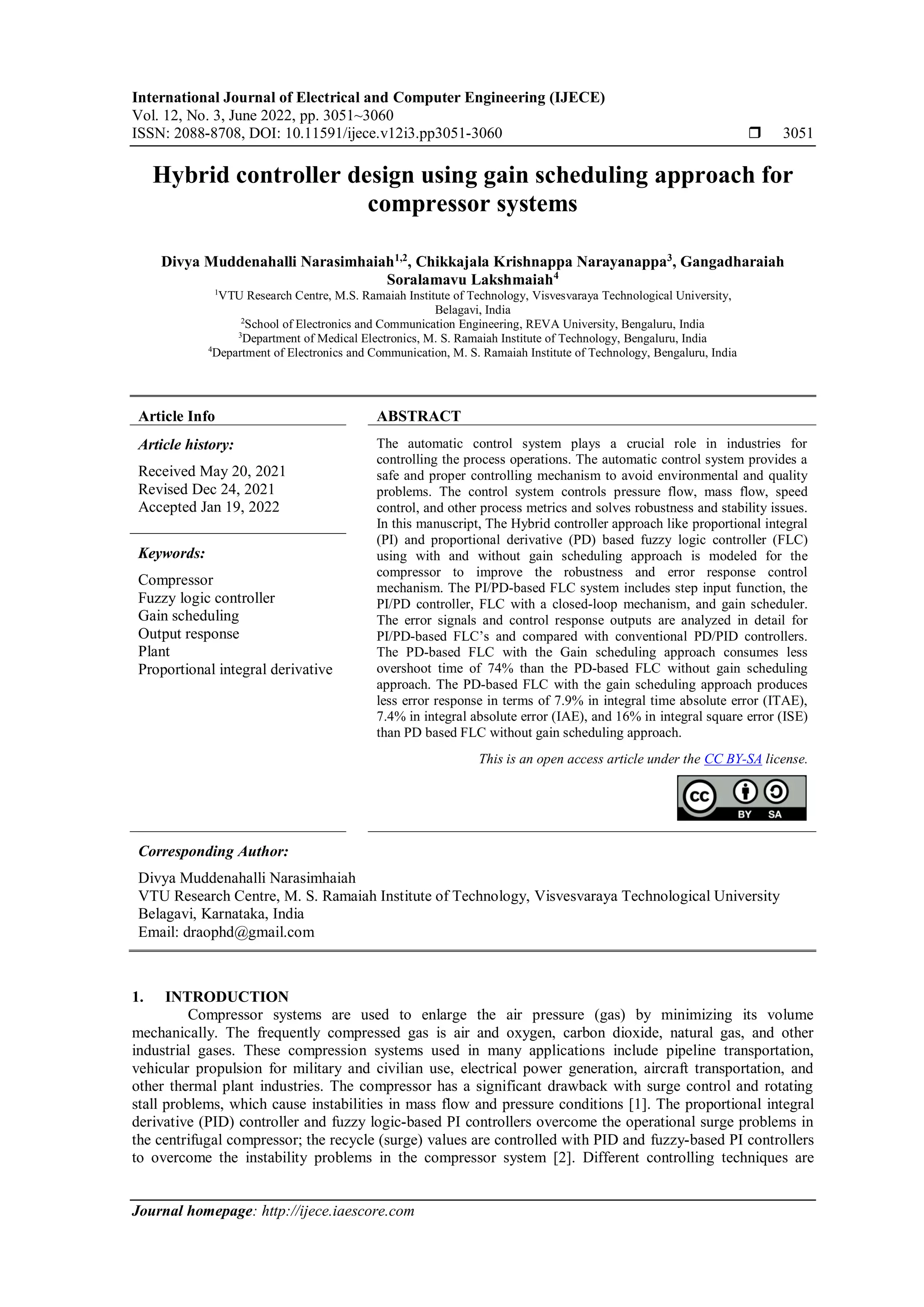 Hybrid controller design using gain scheduling approach for compressor systems | PDF