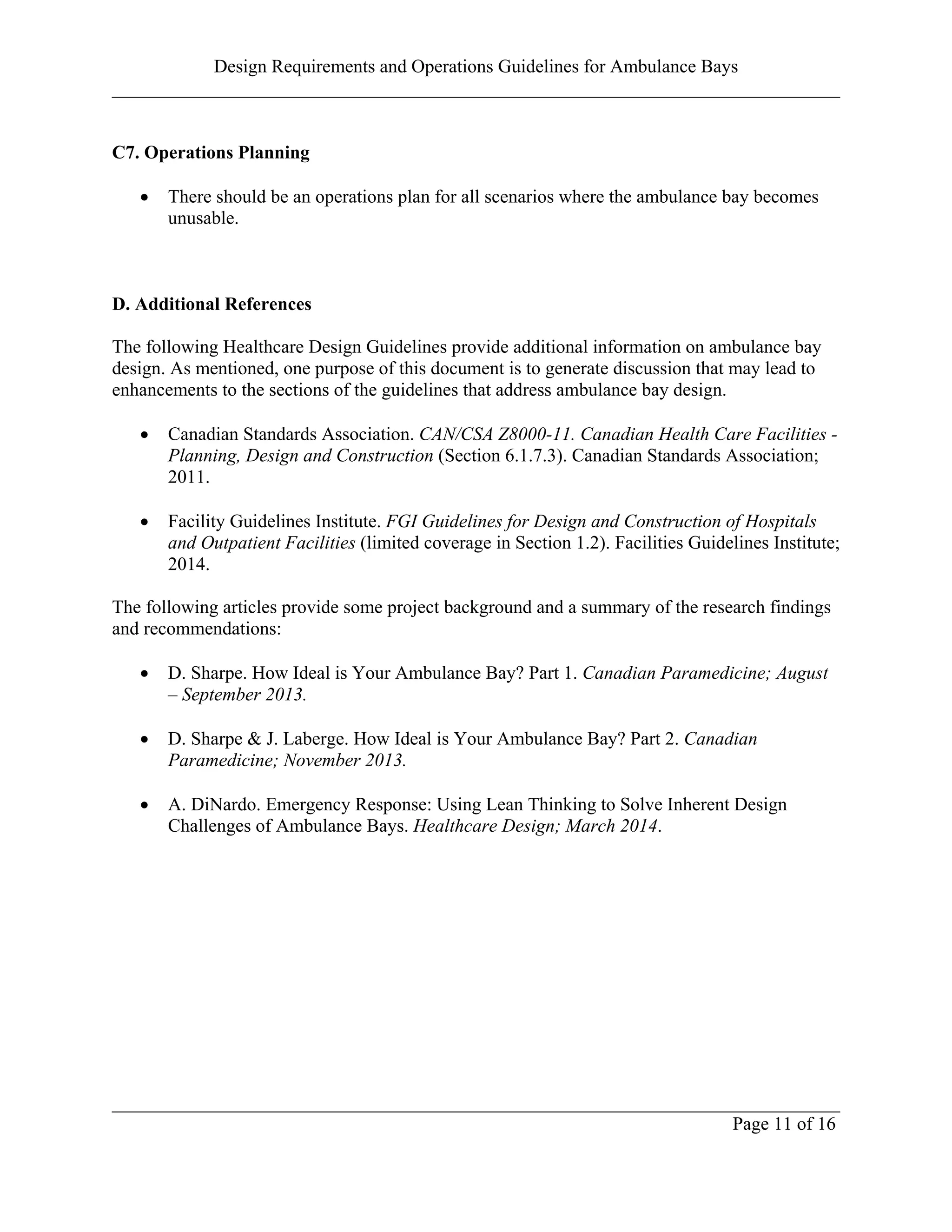 Hospital Ambulance Bay Design | PDF