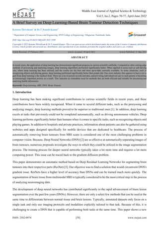 A Brief Survey on Deep Learning-Based Brain Tumour Detection Techniques ...