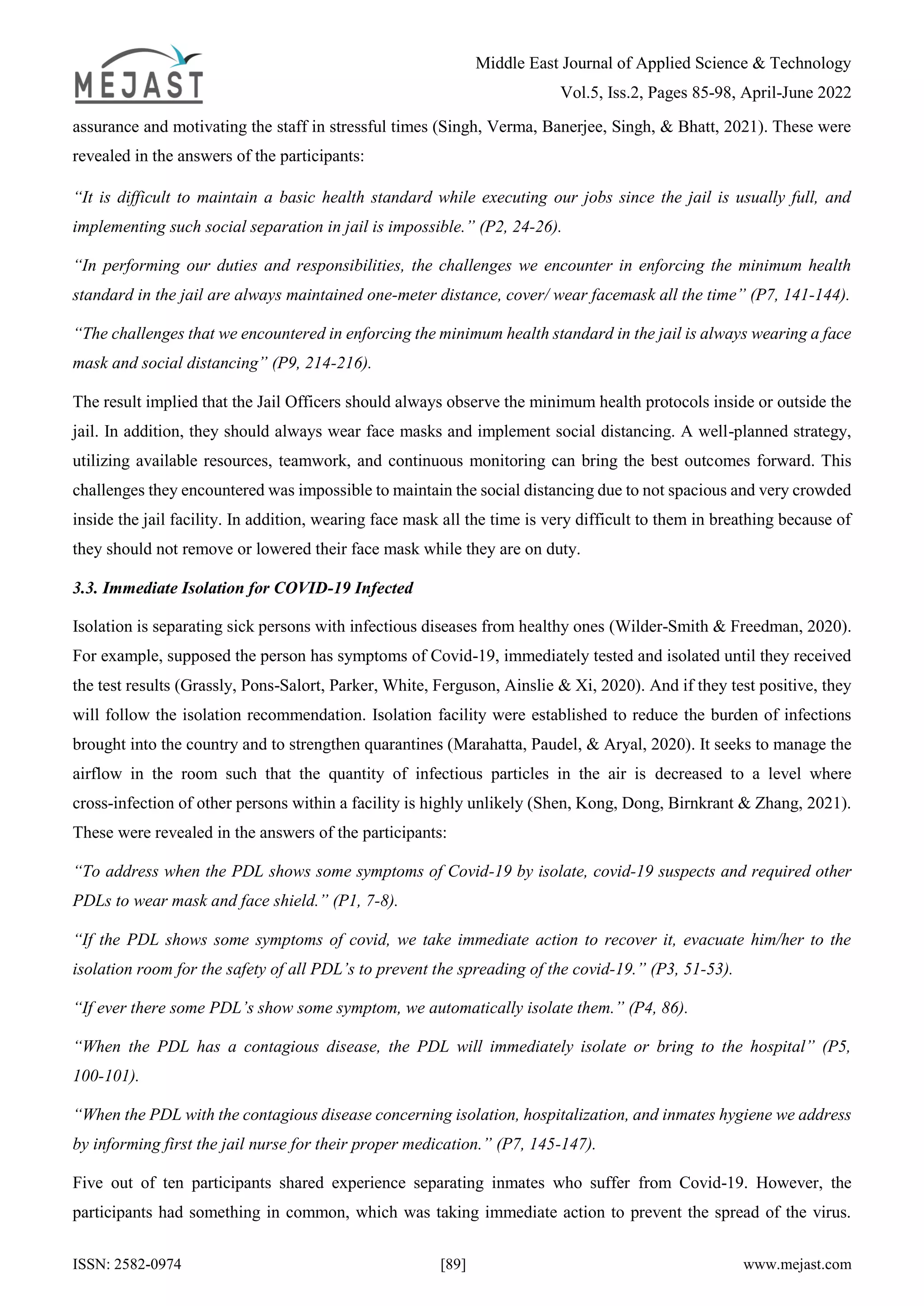 Challenges Encountered by the Jail Officers in Enforcing the Minimum ...