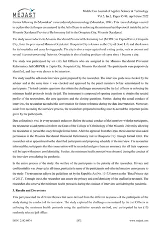 Challenges Encountered by the Jail Officers in Enforcing the Minimum ...