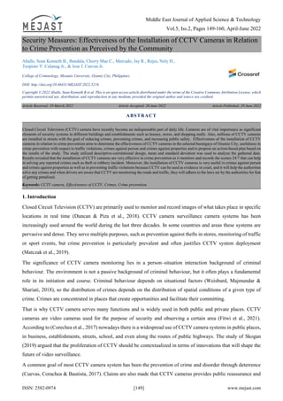 Security Measures: Effectiveness of the Installation of CCTV Cameras in ...