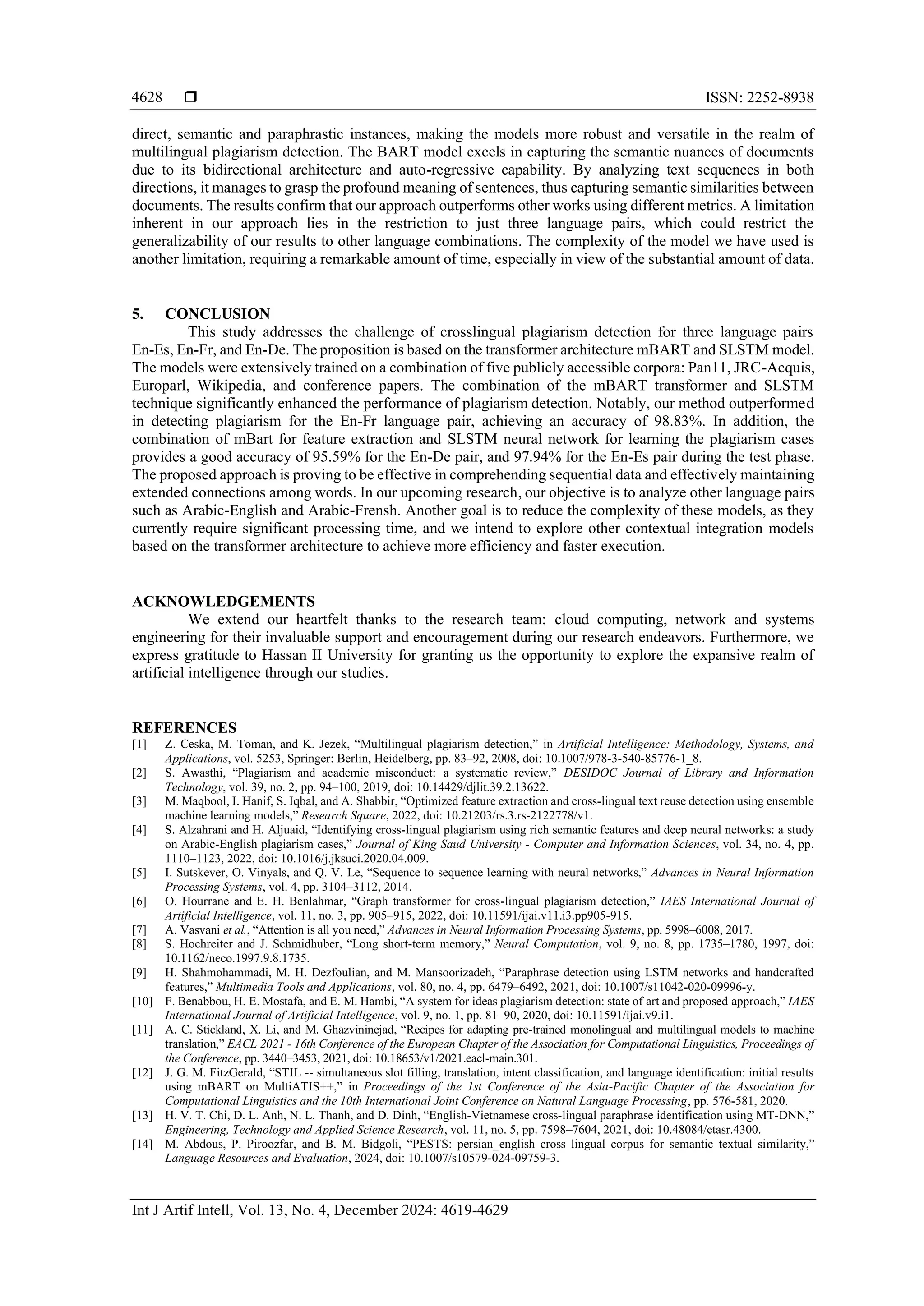 Efficient cross-lingual plagiarism detection using bidirectional and auto-regressive ...