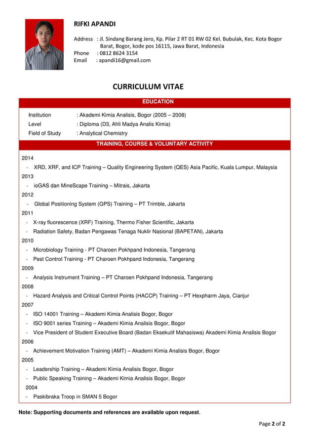 CV rifki 2015 | PDF | Chemistry | Science
