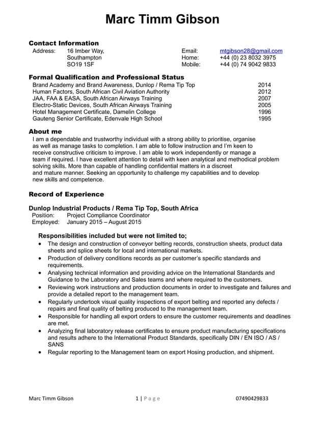 CV Marc Gibson | PDF