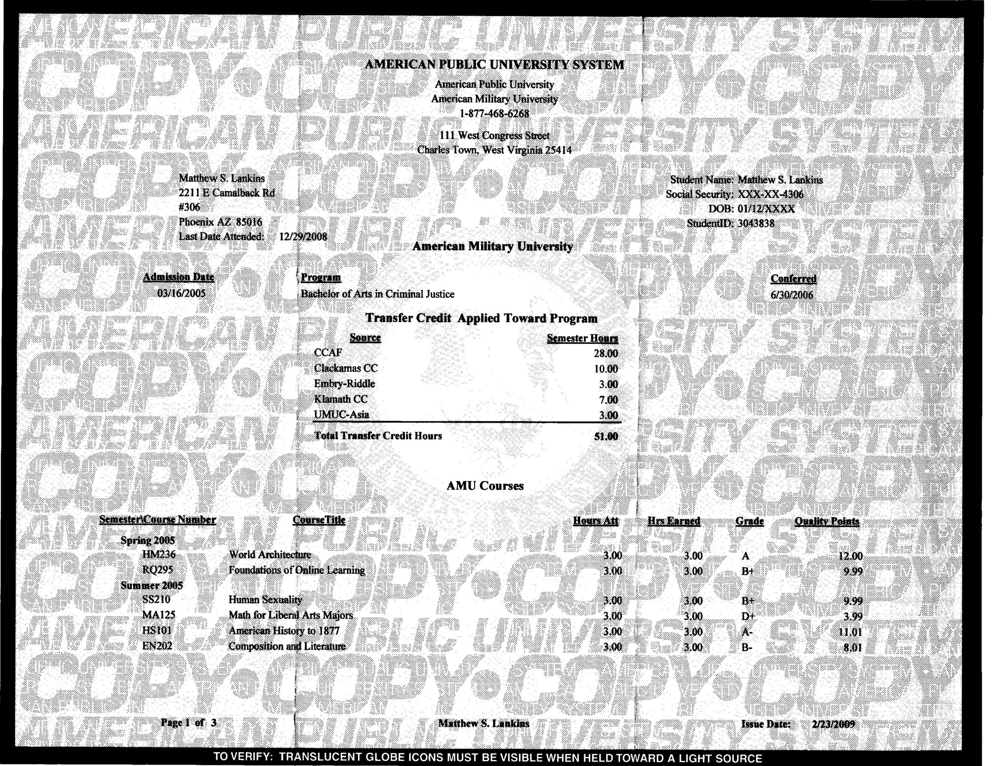 AMU Official Transcript 032209 | PDF