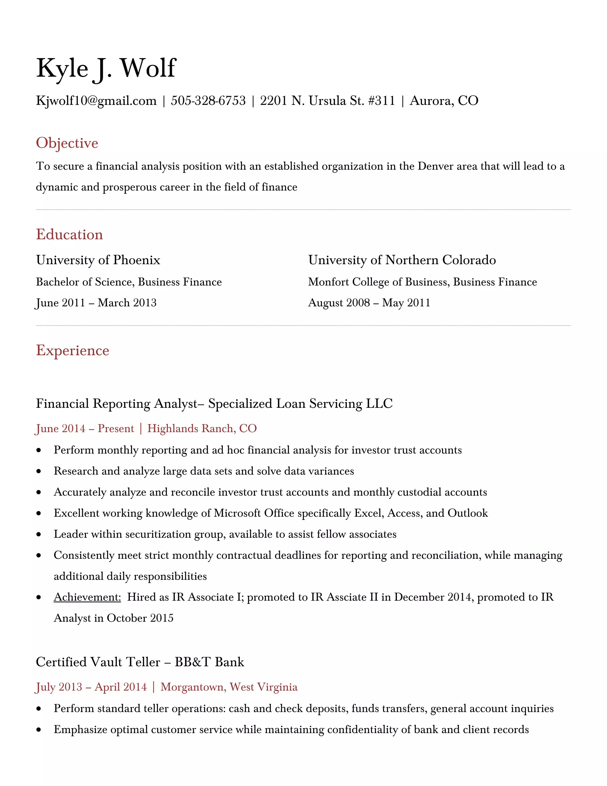 Kyle Wolf - Resume 01-2016 | PDF