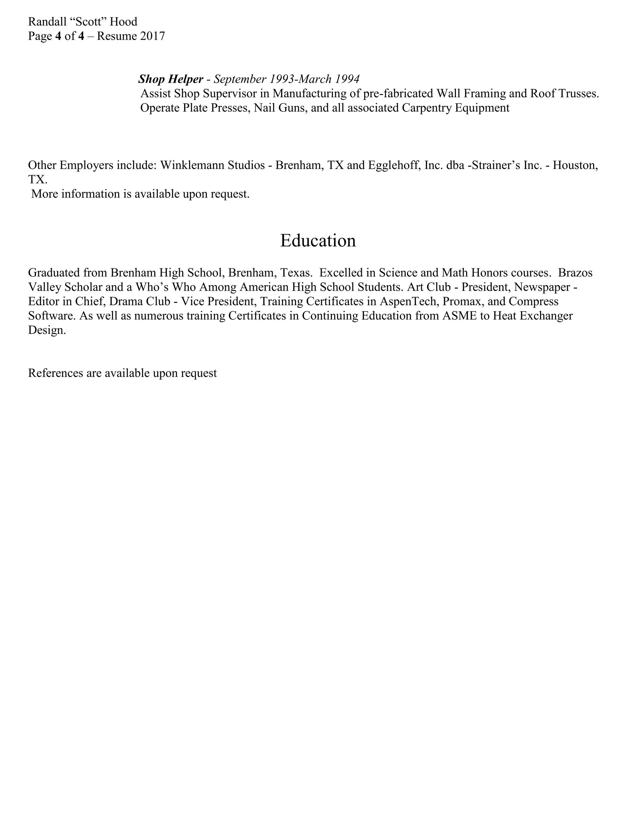 Randall.Hood Resume - 2017 | PDF