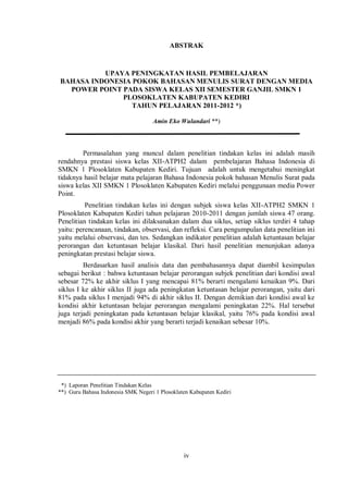 LAPORAN PENELITIAN TINDAKAN KELAS (PTK) BAHASA INDONESIA SMK | PDF