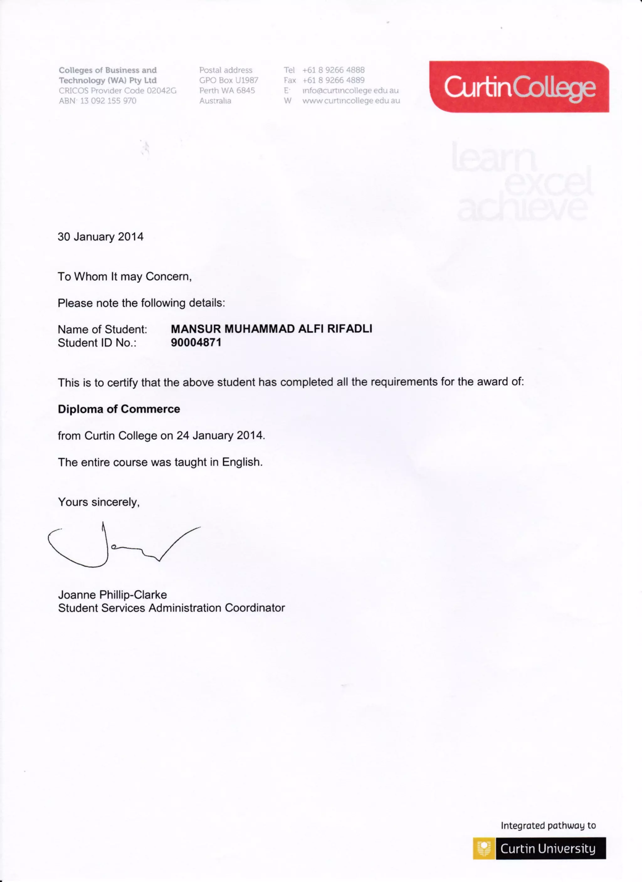 Curtin College Certificate | PDF