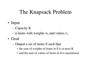 Simplified Knapsack Algorithm Using Greedy Search Ppt