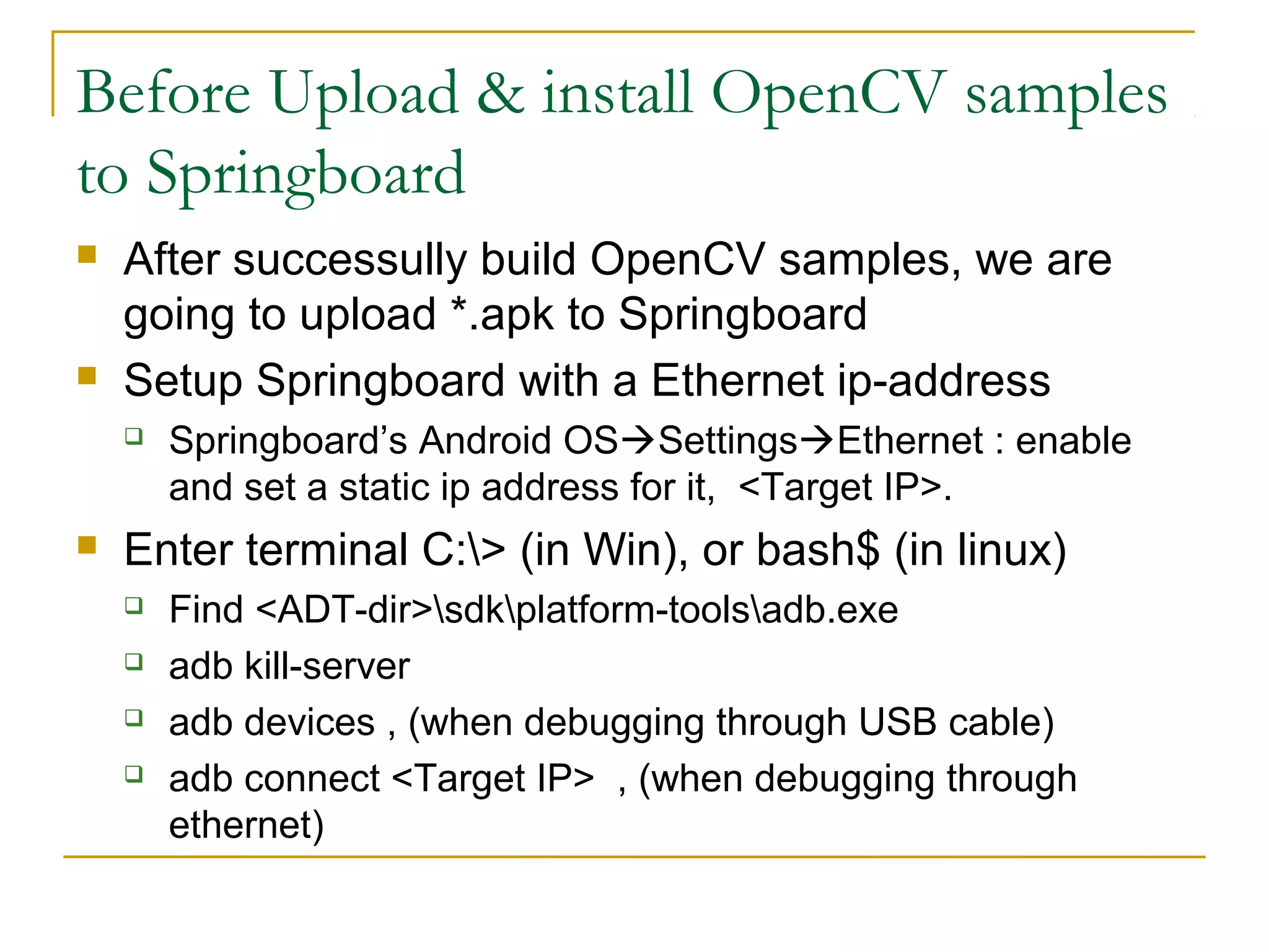 Springboard & OpenCV | PPT