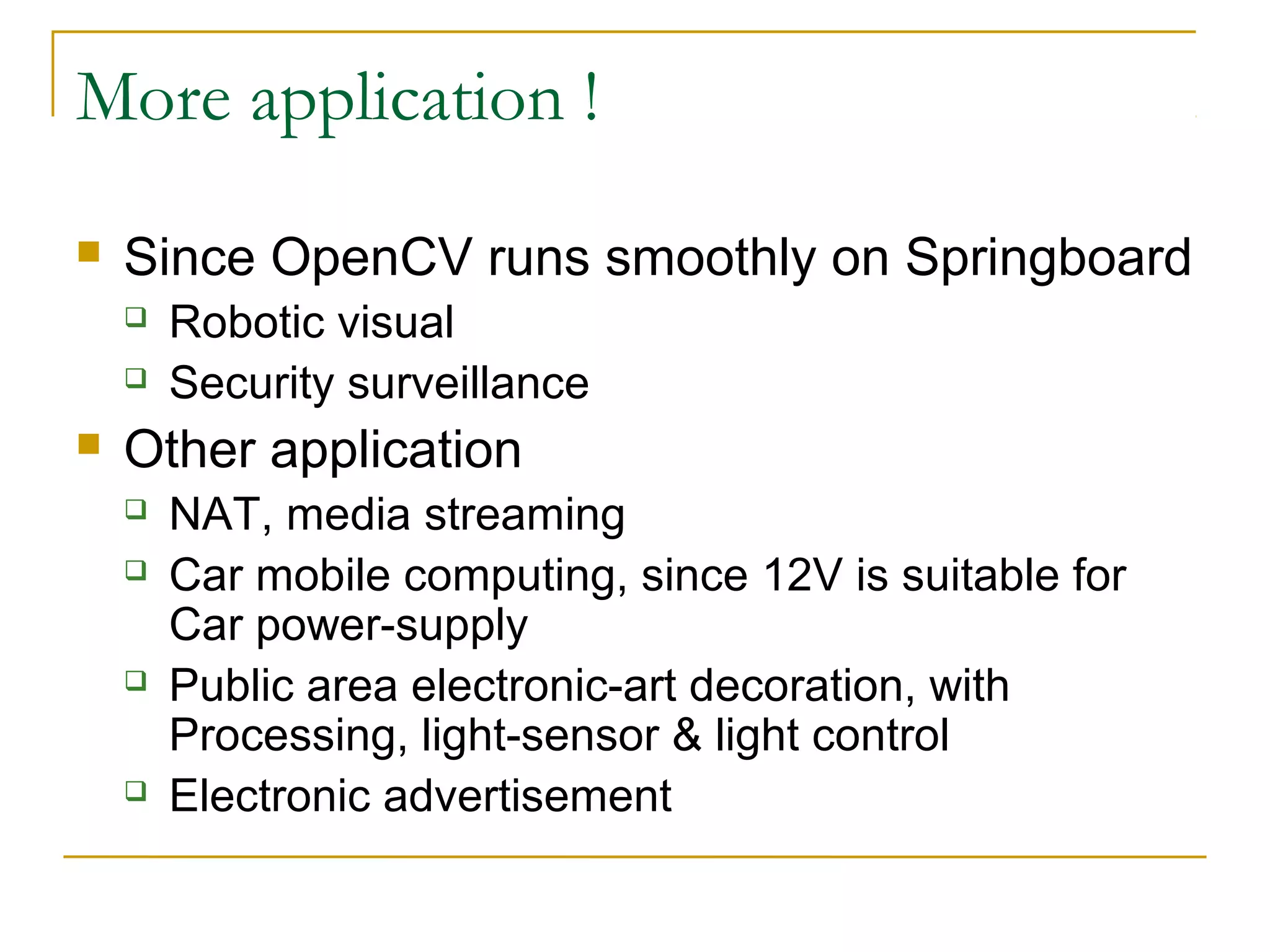 Springboard & OpenCV | PPT