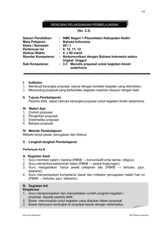 RPP BERKARAKTER BAHASA INDONESIA SMK KELAS XII | PDF