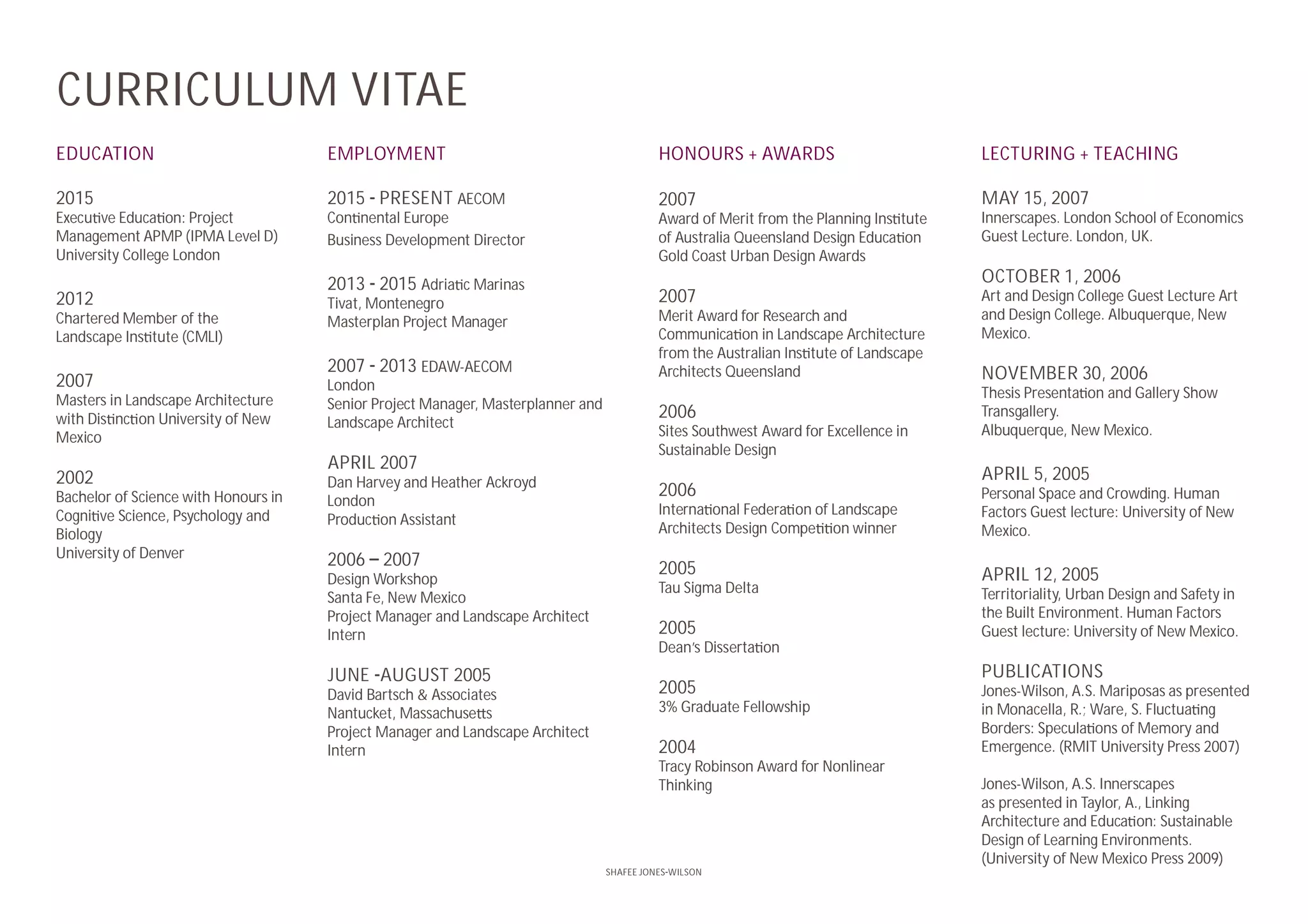 151105_SJW Graphic CV | PDF | Landscaping | Home & Garden