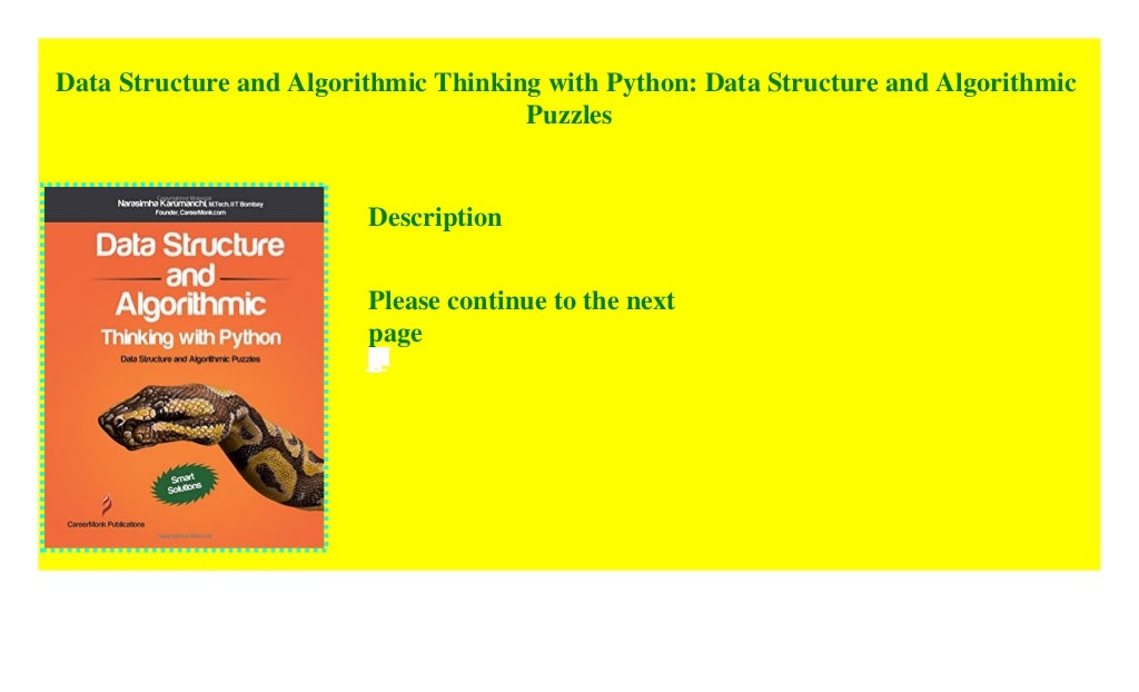 Data Structure And Algorithmic Thinking With Python Data Structure And