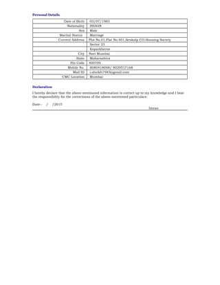Imran_Resume | DOC | Human Resources | Business