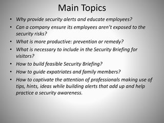 Thiago Pinto - Forming a Safety Features Personal Security Briefing ...